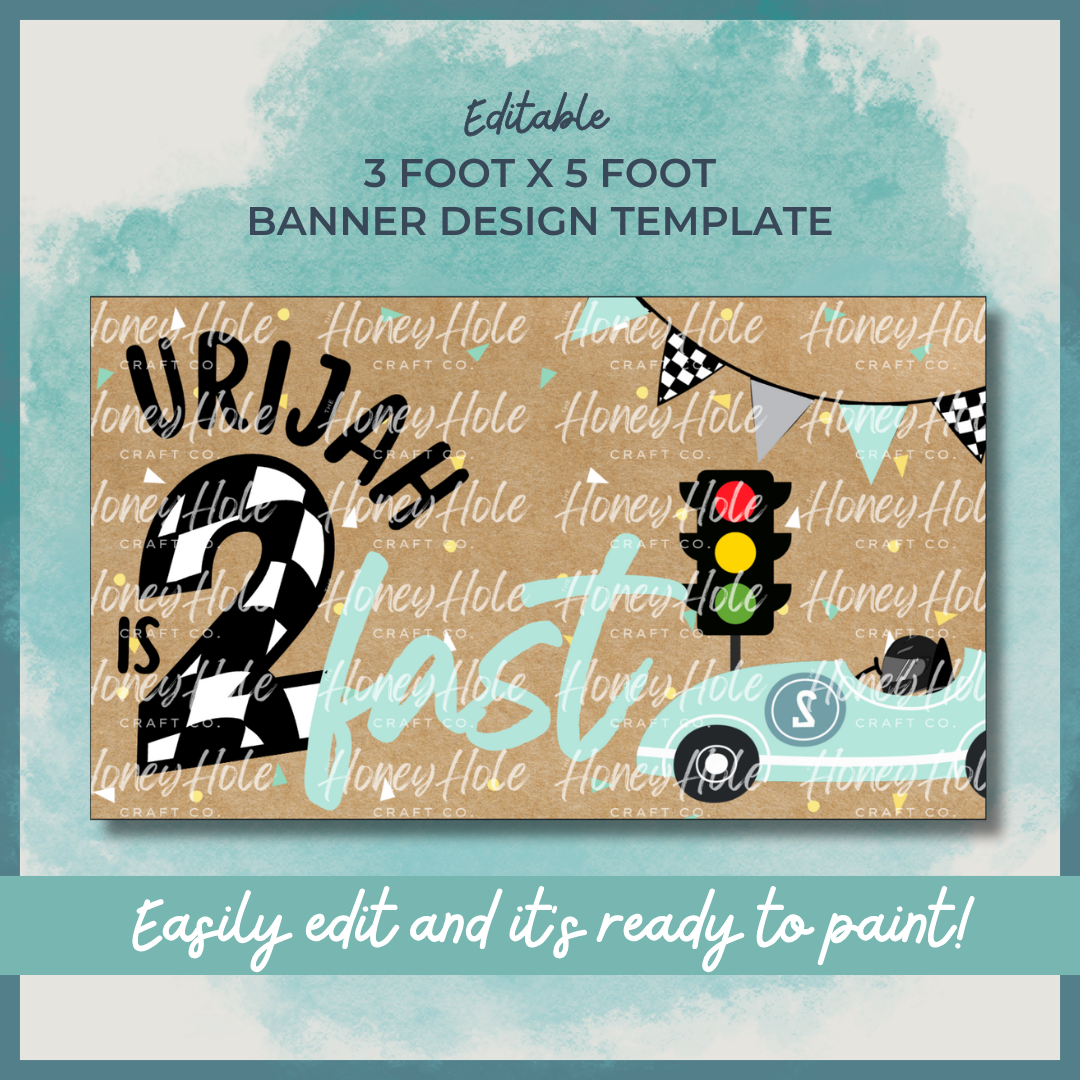Two Fast Race Car Birthday Template – Honey Hole Crafts
